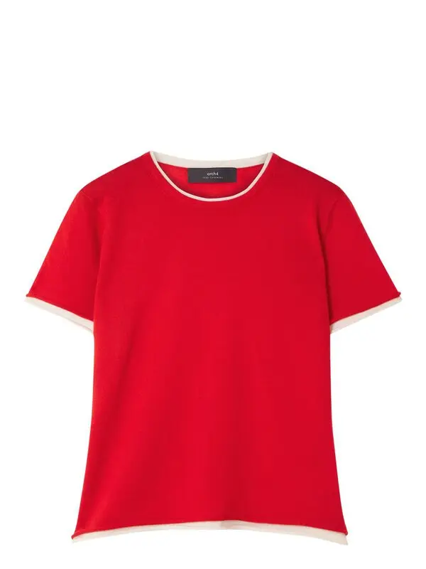 Arch4 Selcombe Two-tone Organic Cashmere Top - Red