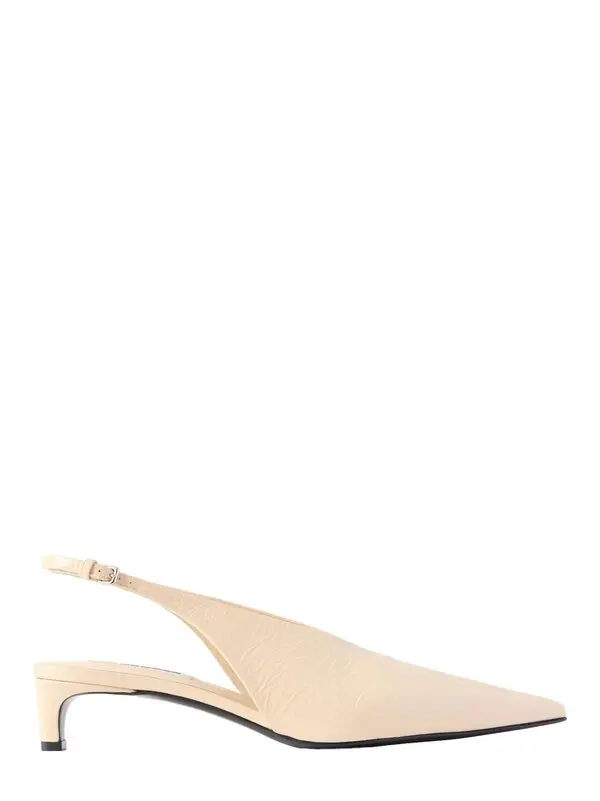 JIL SANDER Crinkled Patent-leather Slingback Pumps - Neutrals