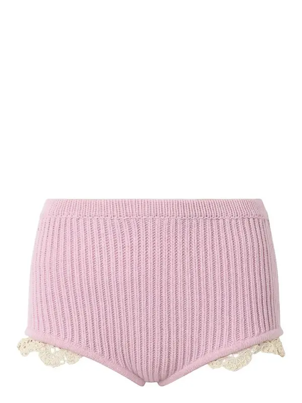 Magda Butrym Crochet-trimmed Knitted Cashmere Shorts - Pink