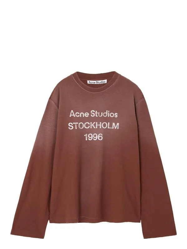 Acne Studios Oversized Printed Organic Cotton And Hemp-blend Jersey T-shirt - Brown