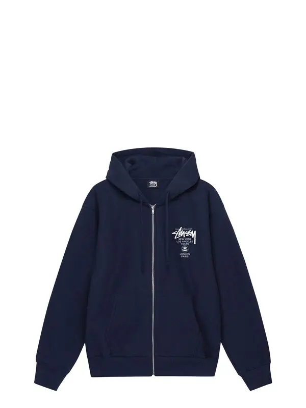 StÜssy World Tour Zip Hoodie - Blue