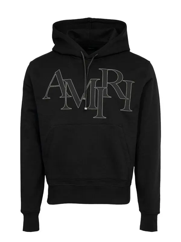 Amiri Staggered Logo Hoodie - Black