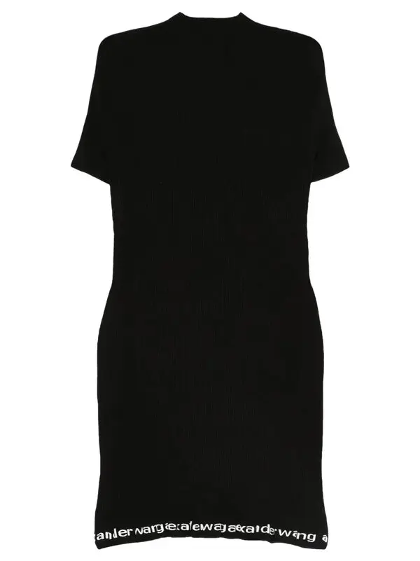 Alexander Wang Logo Ribbed Short-sleeve Dress - Black