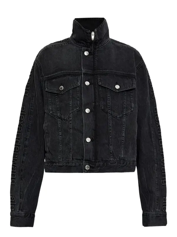 Alexander Wang Embossed Logo Denim Track Jacket - Grey