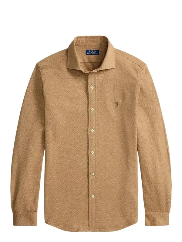 Polo Ralph Lauren Jersey Knit Jacquard Pattern Sport Shirt - Tan