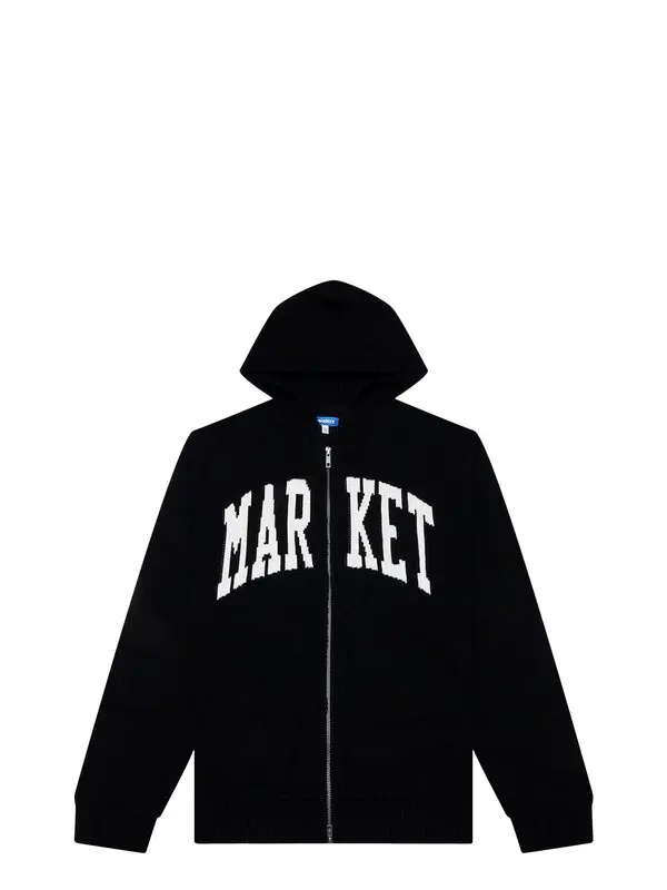 MARKET Classic Arc Full Zip Sweater Hoodie - Black