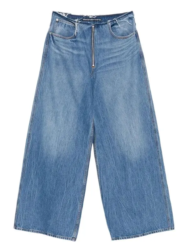 Alexander Wang Exposed Zipper Surge Wide Leg Jean - Blue