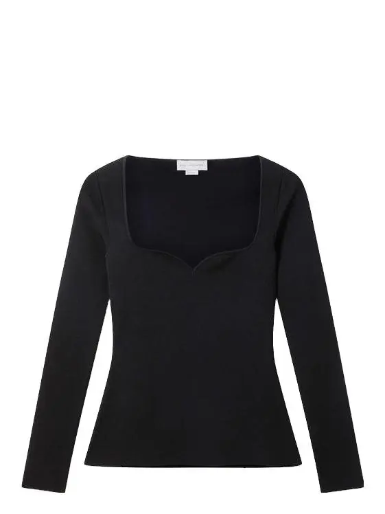 Stella McCartney Compact Knit Long Sleeve Top - Black