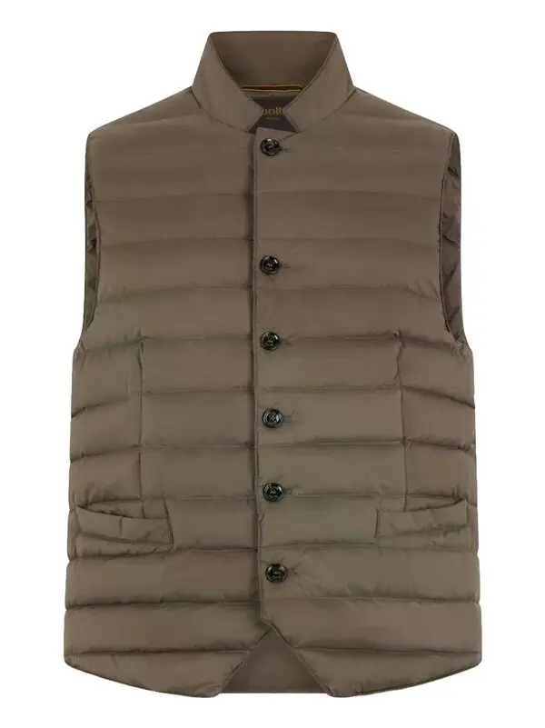 MOORER Button-front Padded Gilet - Brown