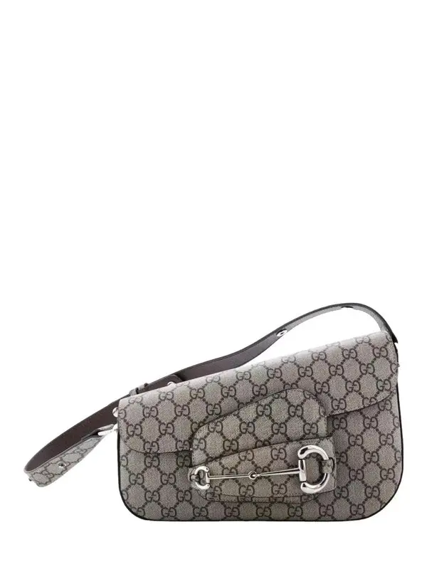 Gucci Horsebit 1955 Asymmetric Gg Coated Canvas Small Shoulder Bag - Brown
