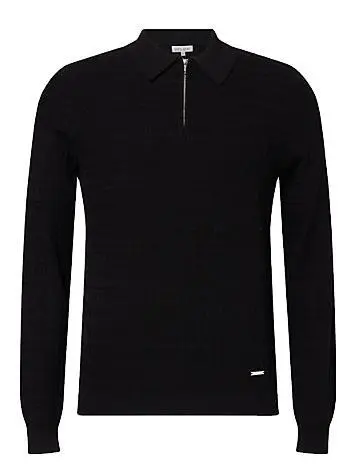 BELIER Textured-knit Half-zip Cotton Polo Top Xxl - Black
