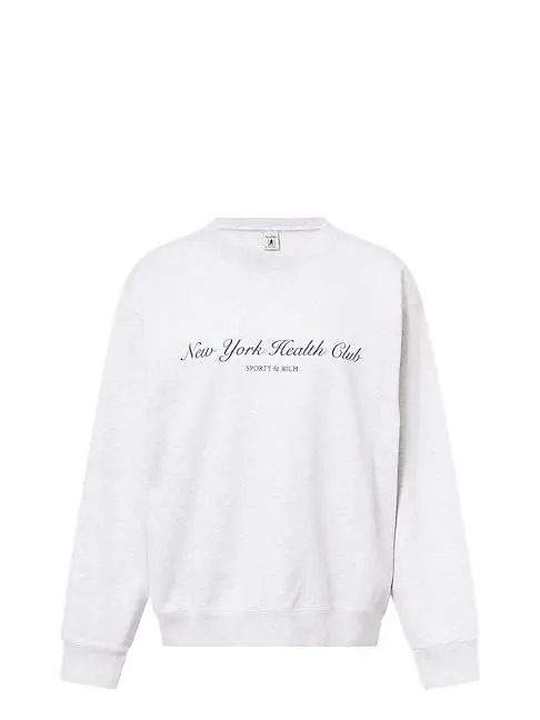 SPORTY & RICH Logo-print Cotton Sweatshirt - Heather Gray