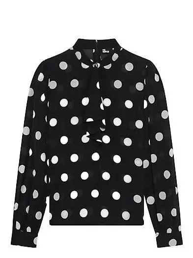 The Kooples Polka-dot Silk-blend Blouse - Black White