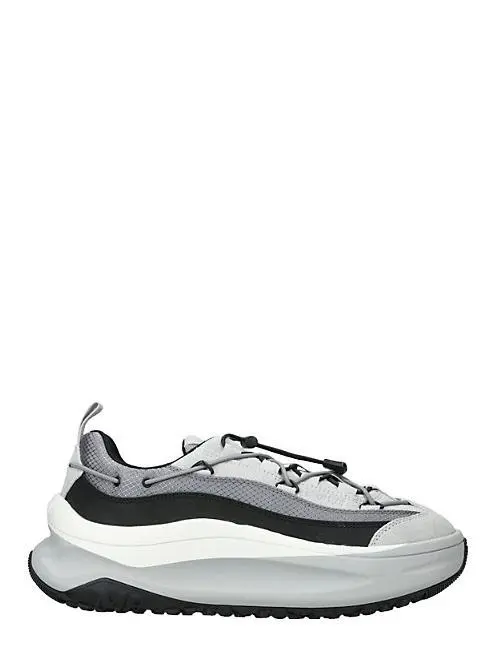 Moon Boot Lace Up Suede And Woven Trainers - Grey/m.cmb