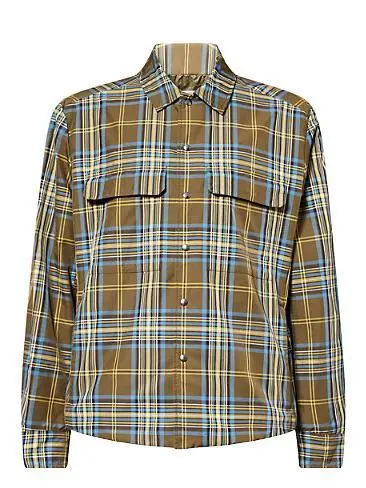 Moncler Check-print Shell-woven Overshirt - Dark Green