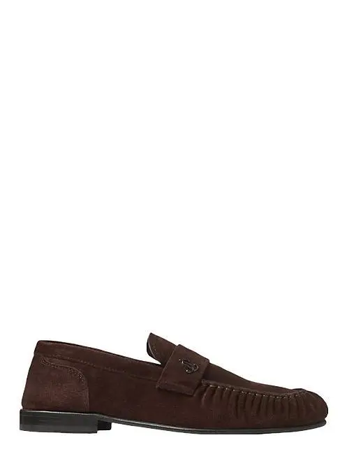 JIMMY CHOO Ellis Velvet Suede Loafers - Chocolate