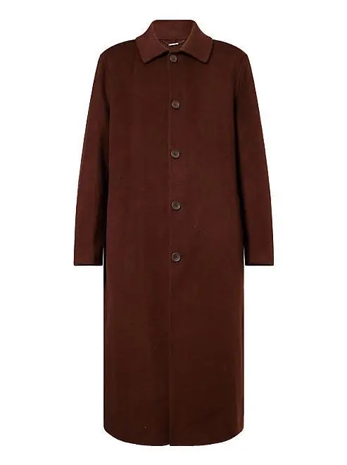 PERCIVAL Wool Coat With Spread Collar - Espresso