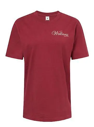 SPORTY & RICH Logo-print Cotton T-shirt - Merlot