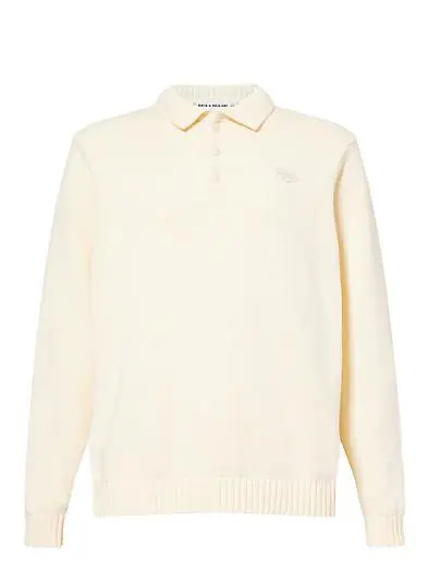 PERCIVAL Verso Brand-embroidery Cotton-knit Polo Shirt - Ecru Cream
