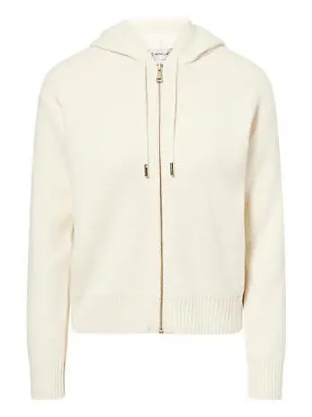 Moncler Hooded Wool And Cashmere Cardigan - Natural