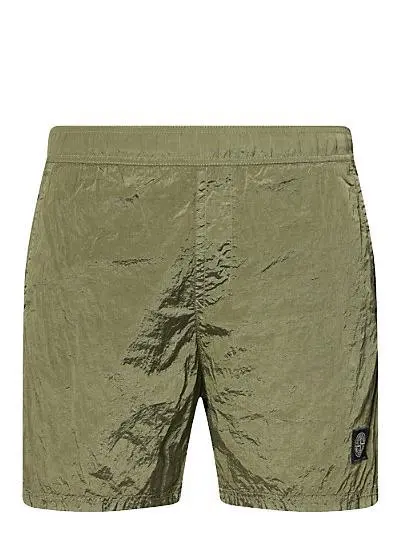 Stone Island Drawstring Brand-patch Swim Shorts - Military Green