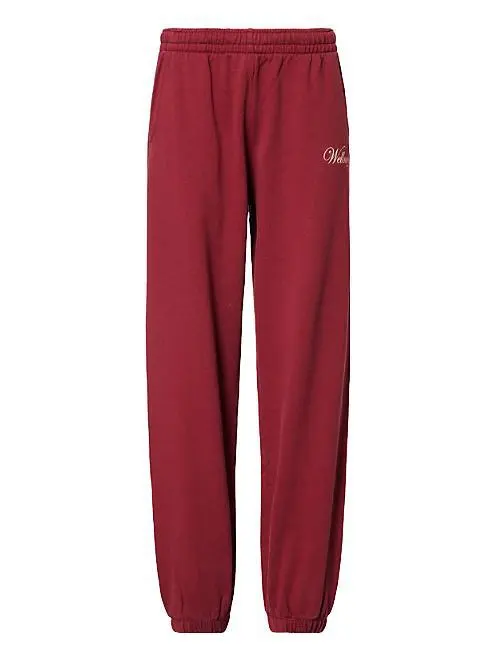 SPORTY & RICH Logo-print Cotton Jogging Bottoms - Merlot