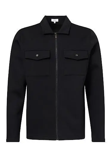 ARNE Patch-pocket Zip-up Stretch-cotton Overshirt - Black