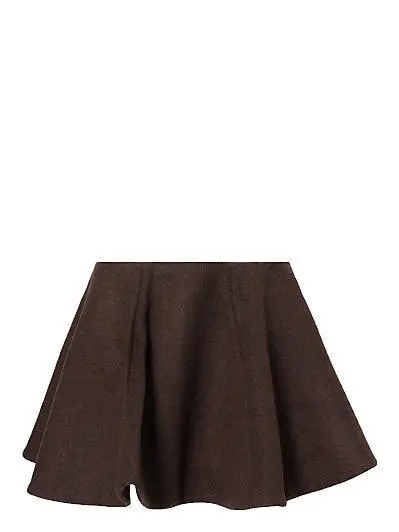 GANNI Wool-blend Flared Mini Skirt - Demitasse