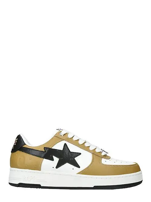 A BATHING APE Sta #3 M2 Leather Trainers - Beige Comb