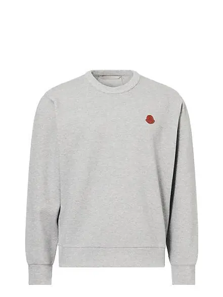 Moncler Cotton-blend Sweatshirt With Embossed Patch - Light Grey