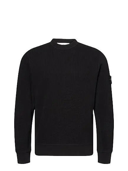 Stone Island Waffle Cotton-jersey Sweatshirt - Black