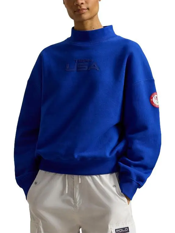 Polo Ralph Lauren Team Usa Fleece Mock Neck Sweatshirt - Sapphire Star