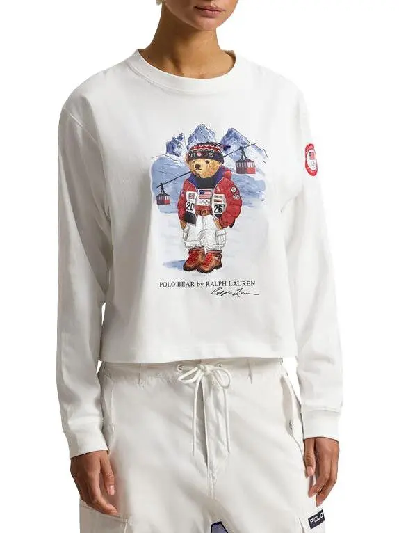 Polo Ralph Lauren Team Usa Polo Bear Long Sleeve Graphic T-shirt - White