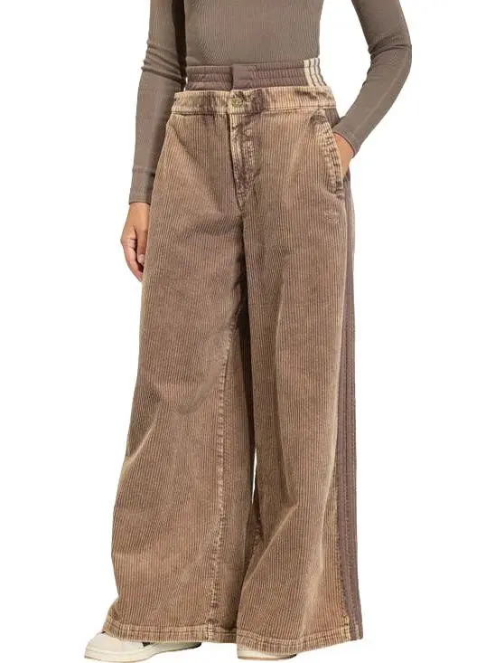 Adidas Originals By Alexander Wang Side Stripe Corduroy Wide Leg Pants - Earth Strata