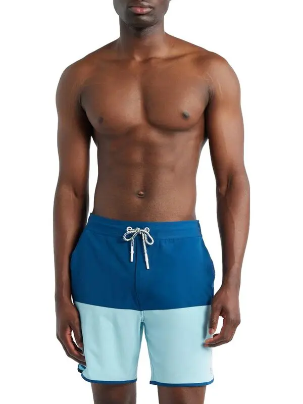 Johnnie-o Tully Colorblock Swim Trunks - Sport Navy