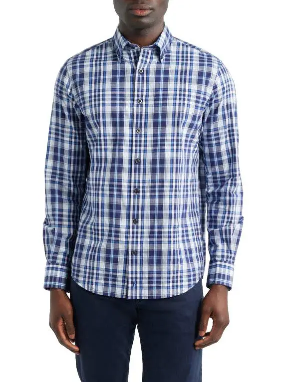 Johnnie-o Brentford Plaid Button-down Shirt - Navy