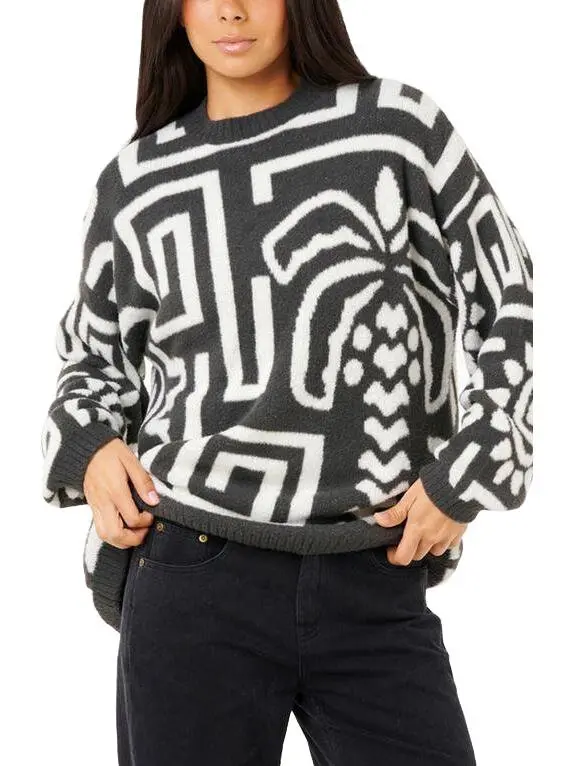 Rip Curl Sunset Luau Crewneck Sweater - Black/off White