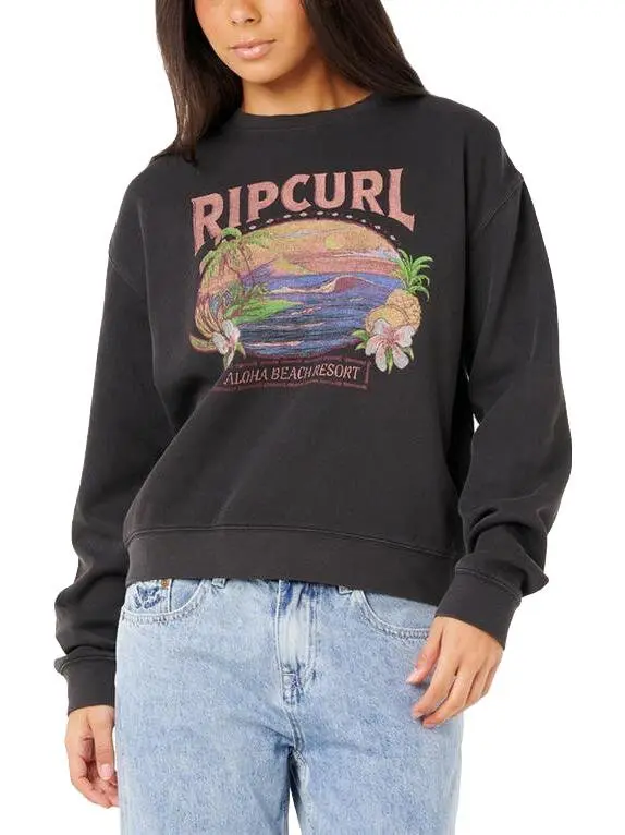 Rip Curl Relaxed Graphic Sweatshirt - Resort Washed Black