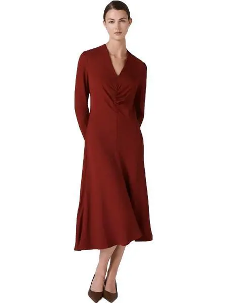 GHOST LONDON Cecelia Crepe V-neck Midi Dress - Berry
