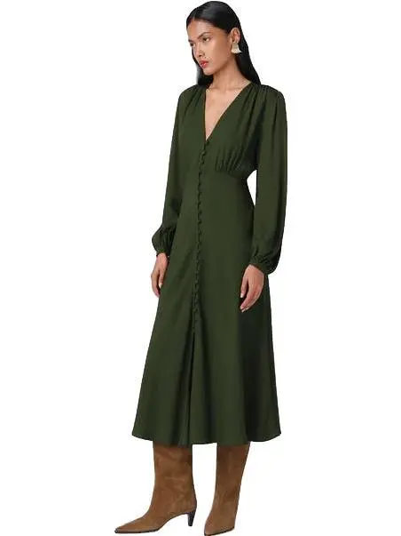 GHOST LONDON Francesca Crepe Midi Dress - Green