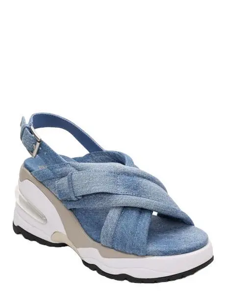 Ash Delia Denim Wedge Sandals - Dark Blue