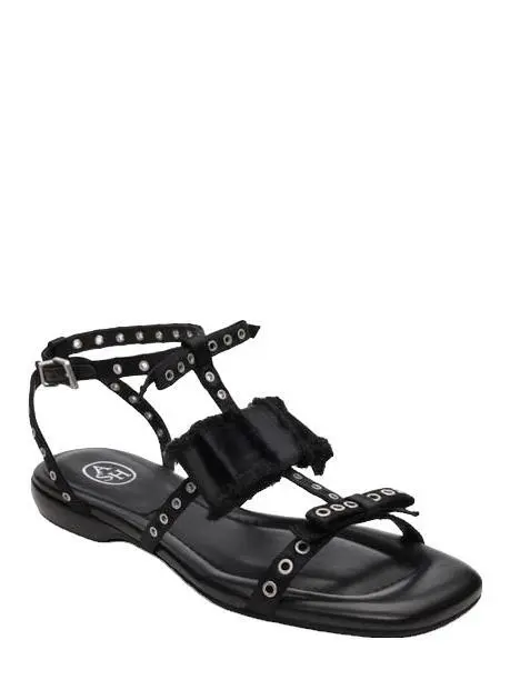 Ash Studded Ankle Strap Slide Sandal - Black