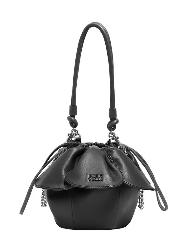 Bimba Y Lola Leather Petalo Bag - Black