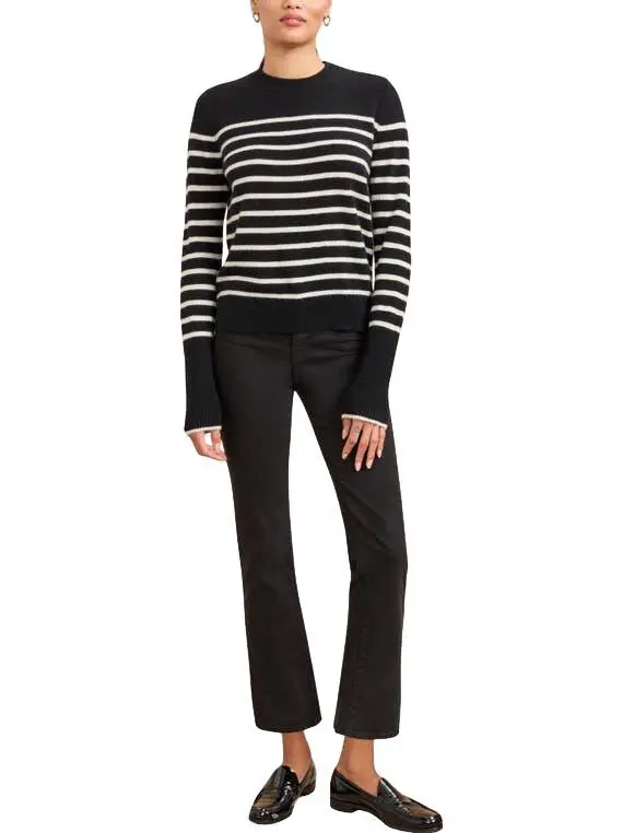 LA LIGNE Lean Lines Striped Cashmere Sweater - Black/cream