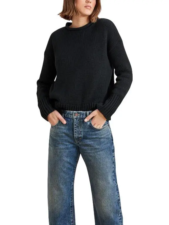 LA LIGNE Marina Rollneck Cotton Sweater - Black