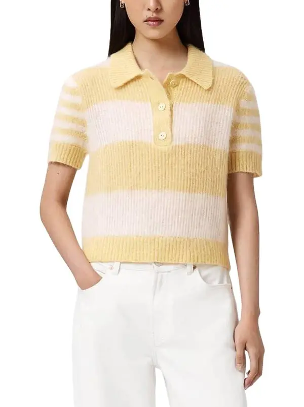 ALLSAINTS Clem Polo Sweater - Hay Yellow/white