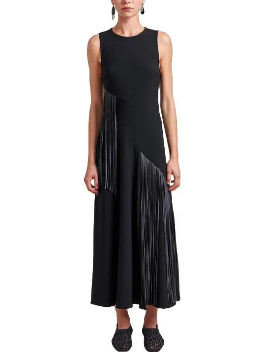 LA LIGNE Ilirjana Midi Dress With Fringe - Black