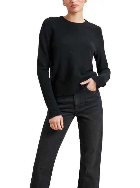 LA LIGNE Solid Lean Lines Cashmere Sweater - Black