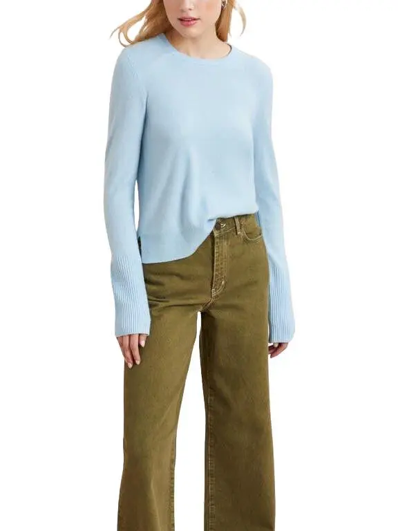 LA LIGNE Solid Lean Lines Cashmere Sweater - Light Blue