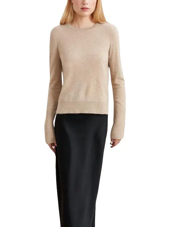 LA LIGNE Solid Lean Lines Cashmere Sweater - Tan